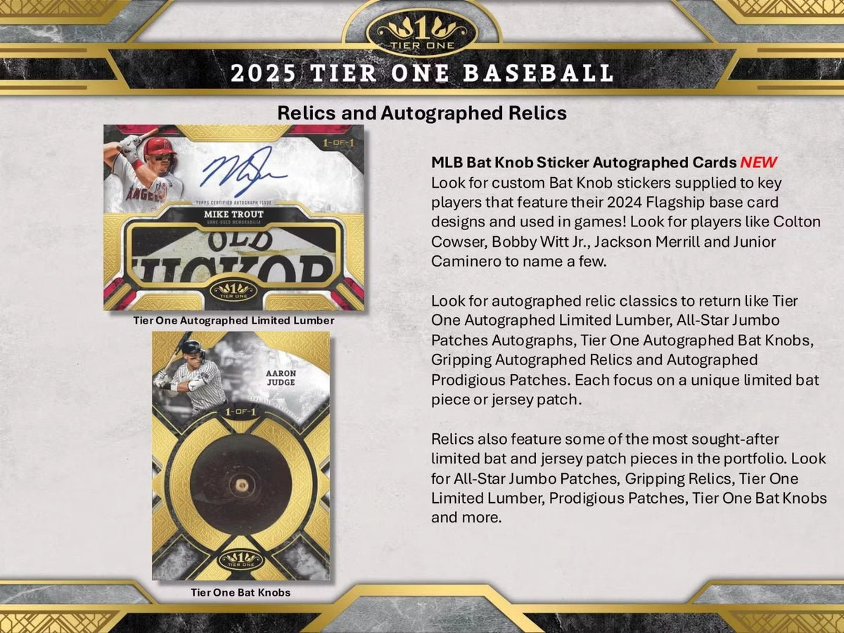 2025 Topps Tier One Baseball Hobby Box – SPORTS ZONE TOYS & COMICS